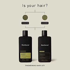 Hawthorne Men's Thickening Shampoo and Conditioner Hair Set. Includes Thickening Shampoo and Weightless Conditioner. 8 Fl Oz Each.