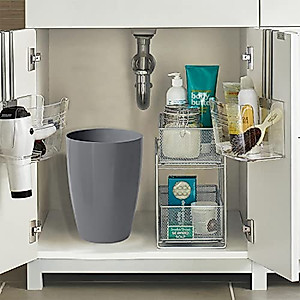 Small Trash Can – Open Top Garbage Cans for Kitchen, Office, Dorm, Bathroom, etc. –Waste Can for Compact/Tight Spaces – The Perfect Bathroom Trash Can - 2 Gallon Trash Bin – Glossy Grey