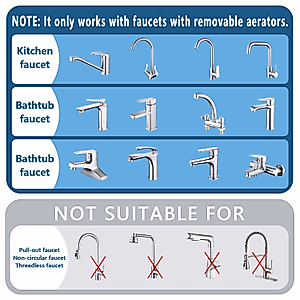 LUOFANT Dishwasher Faucet Adapter with Aerator, Sink Faucet Adapter for Portable Washer, Dishwasher Snap Connection, 15/16-27 Male Outside and 55/64-27 Female Inside，Chrome