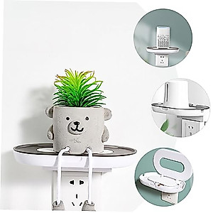 HOMOCONO Wall Mount Outlet Shelf Wall Hanging Shelves Router Container Creative Outlet Shelf for Home Cable Holder Wall Outlet Stand Wall Mount Shelf Decor Storage Shelf for Outlet Grey Abs