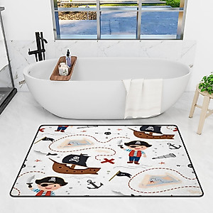 Area Rug Seamless Pattern Cute Kid boy Pirate Cartoon Child Holding Sword Entryway Runner Rug Washable Carpet Accent Home Decor Indoor Floor Mat for Living Room Boys Bedroom