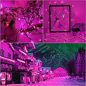 YAOZHOU Solar Christmas String Lights Outdoor Pink 2 Pack 144ft 400LED Fairy Lights with 8 Modes, IP44 Waterproof Lights for Tree Garden Patio Wedding Party Yard Decor