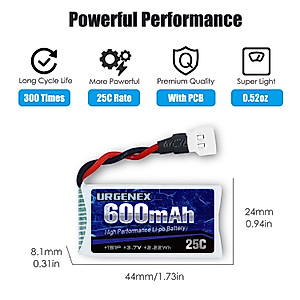 URGENEX 3.7V Lipo Battery 600mah 1S 5PCS Drone Battery with Molex Plug X5 USB Battery Charger for Syma X5C X5C-1 X5 X5SC X5SW H5C V931 S5C S5W SS40 FQ36 T32 T5W H42 CW4 UAV FPV Drone Quadcopter
