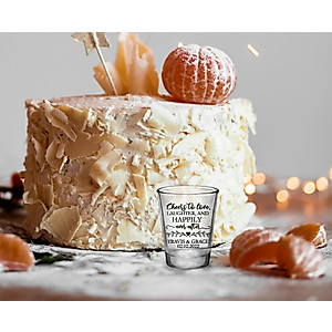 Personalized wedding shot glasses, cheers to love laughter and happily ever after, wedding favors for guests in bulk, wedding shot glasses bulk, personalized wedding favors