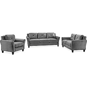 Generic Mr BedRoom Gray Living Room Furniture Set, 3 Piece Sofa Set, Comfortable, Grey