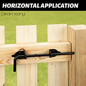 12" Heavy Duty Cane Bolt Gate Drop Rod Hardware Ground Latch for Wood PVC Vinyl Metal Fences Gates, Double Doors, Black Solid Steel -1 Pack