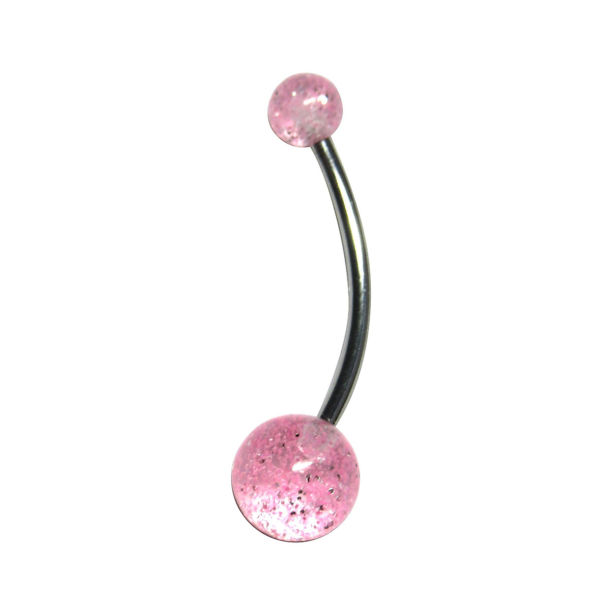 14g Custom Length Light Pink Glitter Belly Button Ring (19mm (3/4 in.))