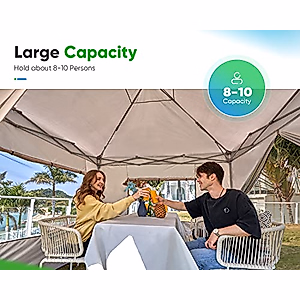 Quictent Privacy 8'x8' Pop up Canopy Tent Enclosed Instant Gazebo Shelter with Sidewalls and Mesh Windows Waterproof (Beige)