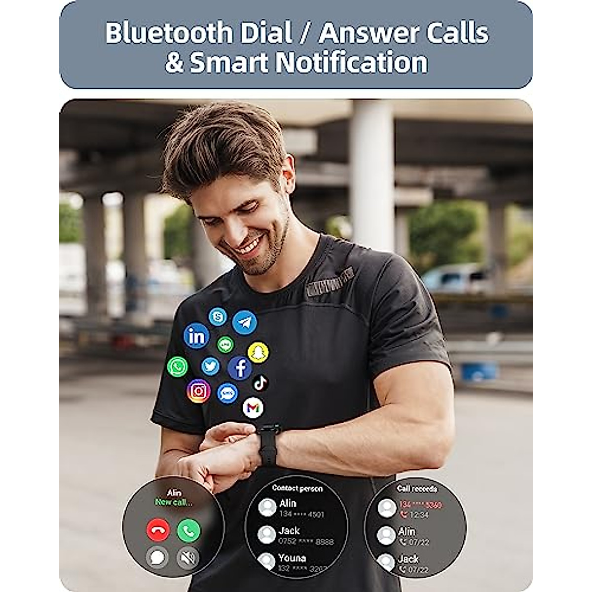 Parsonver Smart Watch for Men Women(Answer/Make Calls), HD Screen Fitness Tracker IP68 Waterproof 100+ Sports Modes Heart Rate Sleep Monitor, Pedometer, Smartwatch for Android Phones/iPhone Compatible