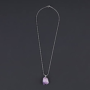COAI Raw Amethyst Crystal Pendant Necklace