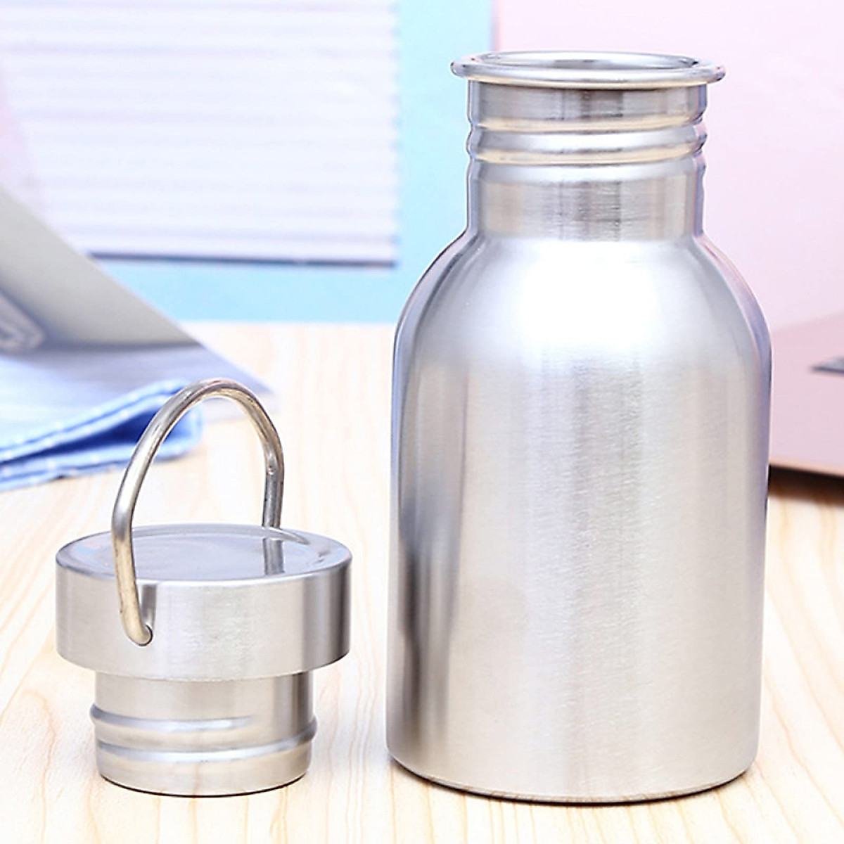 Drinking Bottles for Adults,350/500/750ml Portable Single Stainless Steel Travel Jug Water Bottle Kettle - Silver 750ml