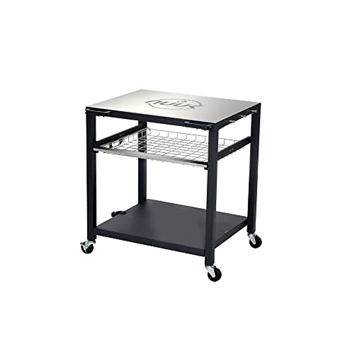 NUUK Double-Shelf Movable Outdoor Pizza Oven Table, 24" x 30" Stainless Steel Commercial Multifunctional Food Prep Worktable with Drawer on Wheels