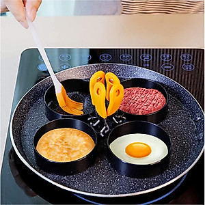 MiaLover 2Pcs 3'' Nonstick Egg Rings with Silicone Handle, Stainless Steel Mold Shaper Circles for Fried Egg MacGuffin Sandwiches,Portable Grill Accessories for Camping Indoor Breakfast Burger