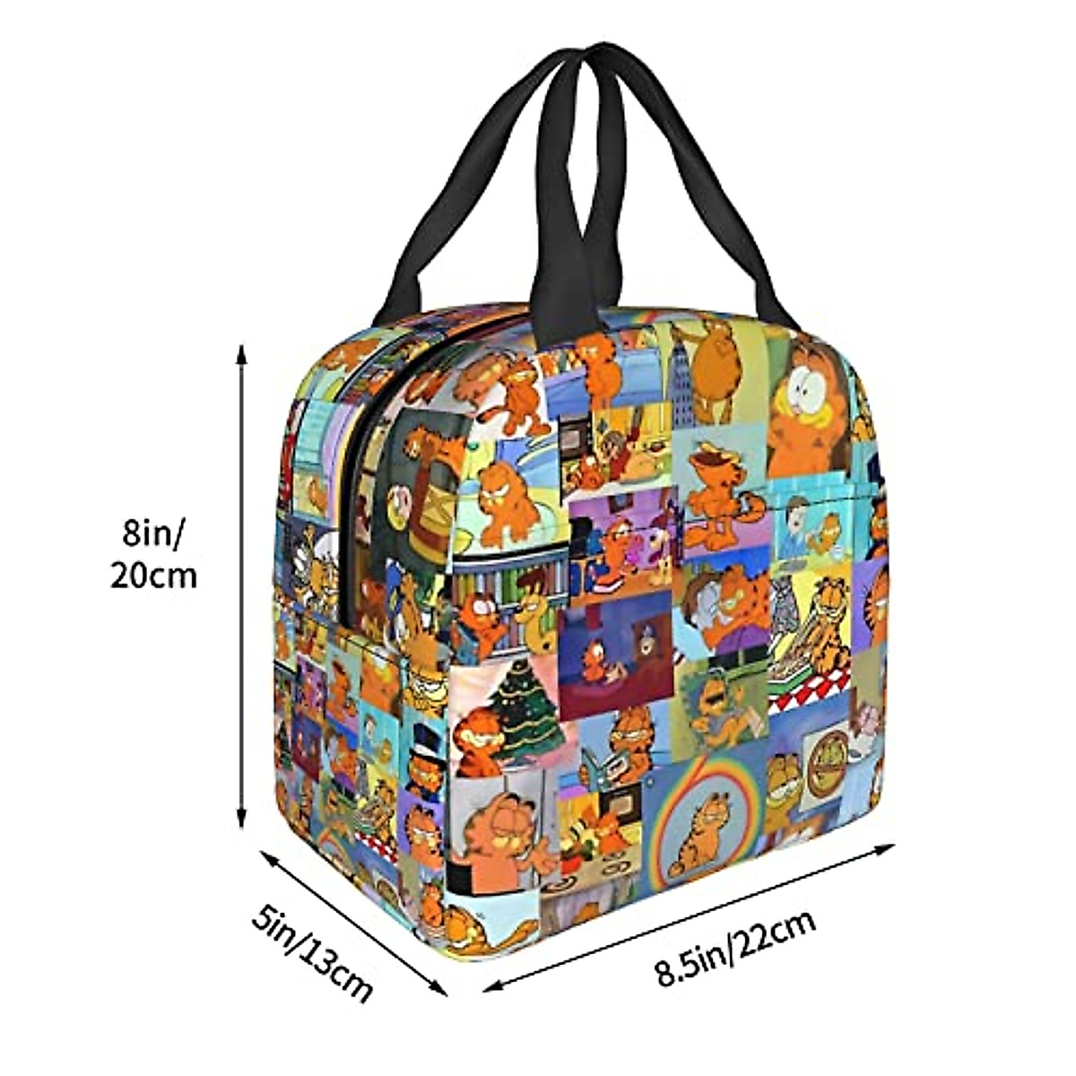 lxiygzu Garfield Overload Lunch Bag Reusable Insulated Cooler Lunch Box Cute Leakproof Thermal Lunch Tote Bag For Work Picnic Beach Office