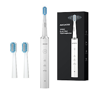 MOCEMTRY Sonic Electric Toothbrush Rechargeable Whitening Waterproof Tooth Brush with 3 Cleaning Modes (White)