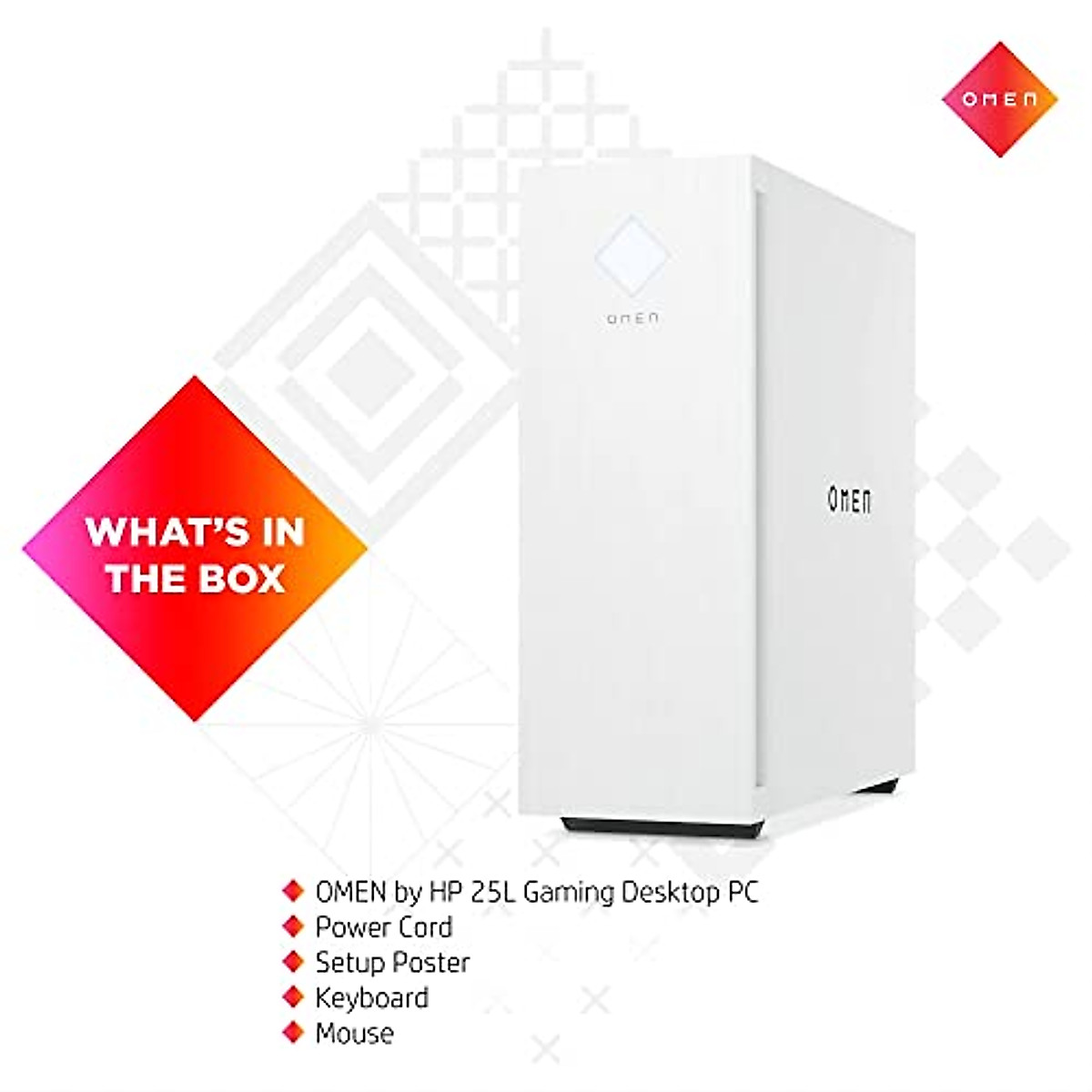 HP Omen 25L Gaming Desktop Computer 12th Generation Intel 12-core i7-12700 Processor 32GB RAM 1TB SSD Geforce RTX 3070 8GB Graphic with LHR USB-C DisplayPort Liquid Cooler Win11 White + HDMI Cable