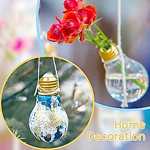 36 PCS Light Bulb Jars Clear Plastic Candy Jars Bulb Vase Christmas Ornaments Light Bulb Storage Containers with Lids Fillable Light Bulb for Candy Christmas Tree Hanging Decorations(Gold)
