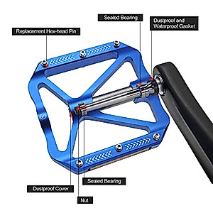 MZYRH Mountain Bike Pedals MTB Pedals,3 Sealed Bearings Bicycle Pedals with Reflectors,9/16" Non-Slip Bike Pedals Platform Bicycle Flat Alloy Pedals for Road BMX MTB