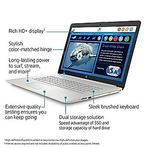 HP 17-by3065st 17.3" Notebook 10th GEN i5 8GB RAM 128GB SSD + 1TB HDD DVDRW Windows 10 17.3" HD+ 1600X900