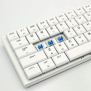 Magic Refiner MK28 60 Percent RGB White Gaming Keyboard, 61 Keys Mechanical Bluetooth/2.4G/USB Wired for Option, Compatible for Windows/iOS/Linux/Andriod PC/Mac Keyboard (Red Switch)