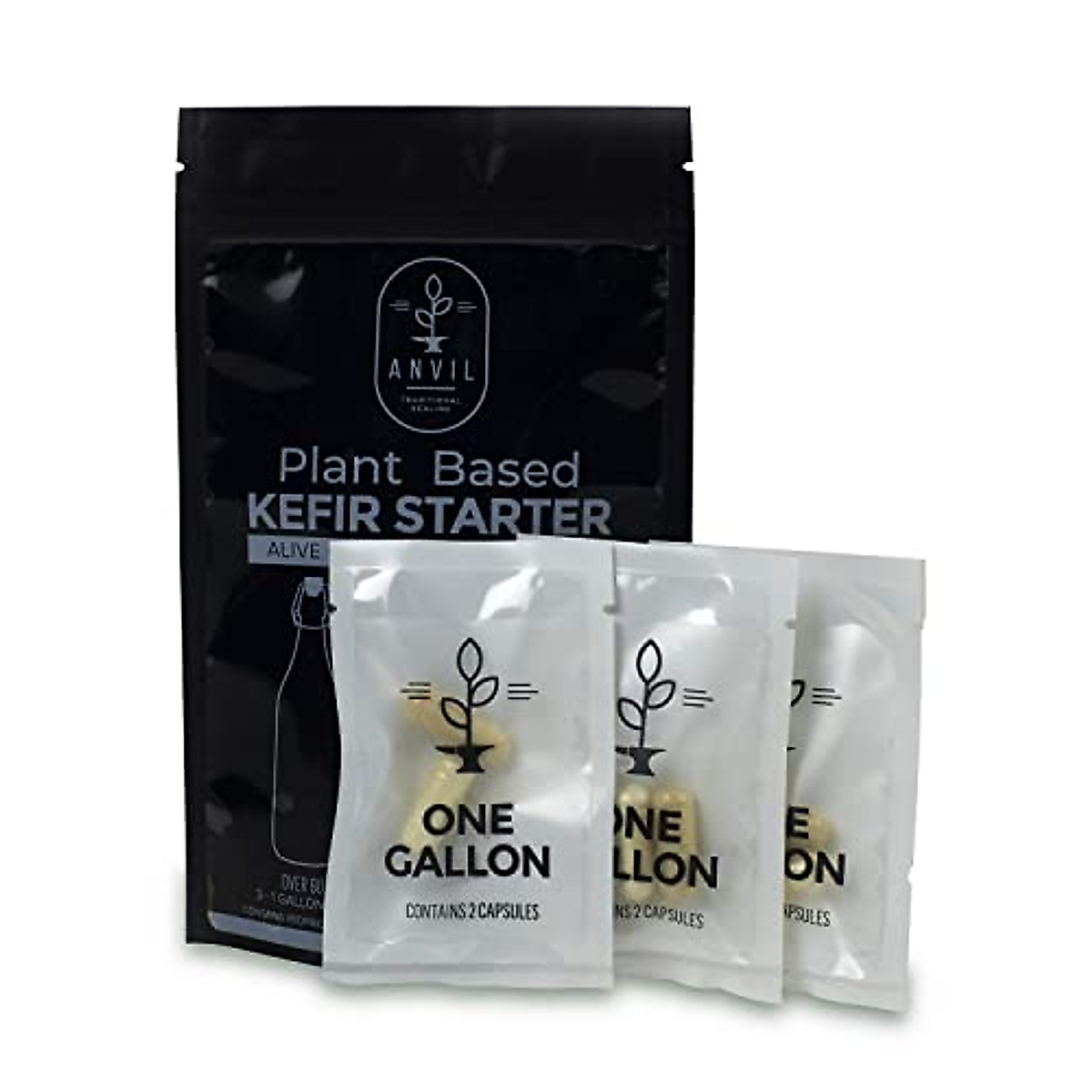 Anvil Traditional Healing Homemade Probiotic Kefir Starter Culture Kit - Non-GMO, Organic, Vegan, Pure & All Natural - High In dose, Grow your own probiotic | Produces 12 Quarts/3 Gallons Per Pack