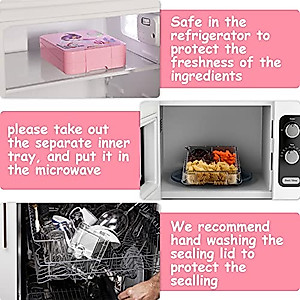 AOHEA Bento Lunch Box for Kids: Bento Boxes BPA FREE Kids Lunch Box 4 Compartment Toddler Bento Box Tritan Lunch Boxes Toddler Lunch Containers for Daycare or School(Mermaid)