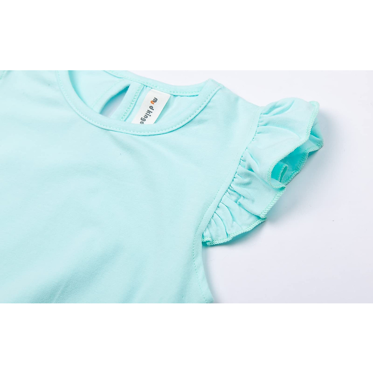 Mud Kingdom Summer Outfits for Toddler Girls Ruffle Sleeve Cartoon Clothing Set Sky Blue 4T