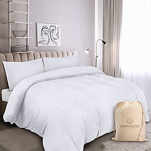 GOOD SLEEP BEDDING Duvet Cover King - 3 Piece, 100% Egyptian Cotton King Duvet Cover with Zipper & Corner Ties, 800 Thread Count Luxury Duvet Cover King Size, Soft & Breathable Duvet Cover Set - White