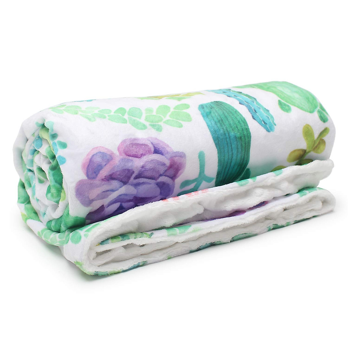 YIQIGO Watercolor Texture with Succulent Cactus Plant Baby Blanket Swaddle Kid Toddler Blanket (Purple Flower)