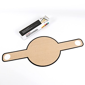MISNODE 2 Pack Silicone Baking Mat for Dutch Oven, 8.3 Inch Bread Baking Pad with Long Handle, Reusable Dough Bread Sling Baking Mat Baking Tool for Gentler Safer & Easier Transfer of Dough (Brown)