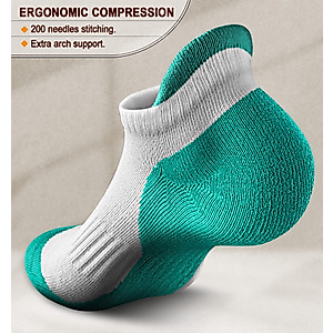 BULLIANT Socks For Women 6Pairs-Womens Athletic Ankle Socks No Show Cushioned for Walking Running-Compression Arch Support(6Pairs,Shoes Size:Women 6-8)