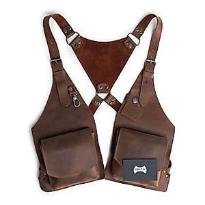 Hide & Play, Shoulder Holster with Adjustable Straps, Ideal for Cosplay, Steampunk, Renaissance, Costume Parties, Full Grain Leather, Handmade, Bourbon Brown