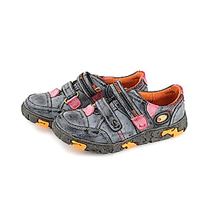 CHSHOER Women's Walking Leather Shoes Hook and Loop Casual Shoes(Black,9.5)