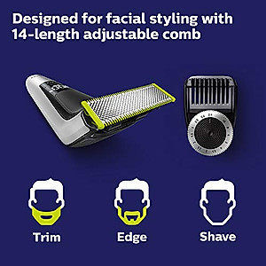 Philips Norelco, Oneblade QP652070 Pro Hybrid Electric Trimmer and Shaver, Black/Silver