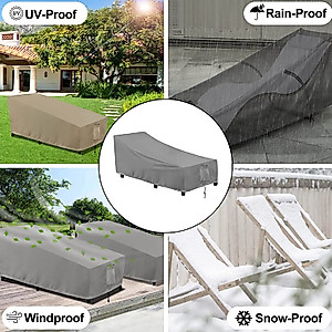 OutdoorLines Outdoor Waterproof Patio Chaise Lounge Chair Cover - UV Resistant Lounger Covers Heavy Duty Weatherproof Patio Sofa Furniture Covers, 1 Pack, 68Wx30Dx30H Inches, Gray