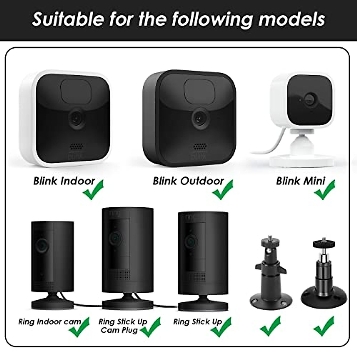 ZHANDEYUA Adhesive Wall Mount for Blink Camera No Drilling and screwing Required for Blink Outdoor/Blink Mini/Blink Indoor Camera and Most Round Mount Cameras Quick Paste Installation,Black-3 Pack