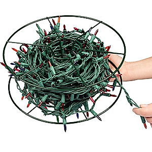 Christmas Light 12" Storage Reels Container (3pk)- Heavy Duty Metal Construction w X-Mas Zipper Carrying Bag Case for House Holiday Tree Lights, Wind up Extension Cords, Garland & Holiday Decoration