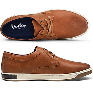 Vostey Men's Fashion Sneakers Brown Simple Leisure Style Casual Shoes(B81Q11 Yellow Brown 10.5)