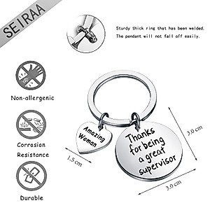 SEIRAA Supervisor Gift Amazing Woman Jewelry Gifts For Women Boss Thank You Keychain Supervisor Appreciation Gift (Supervisor keychain)