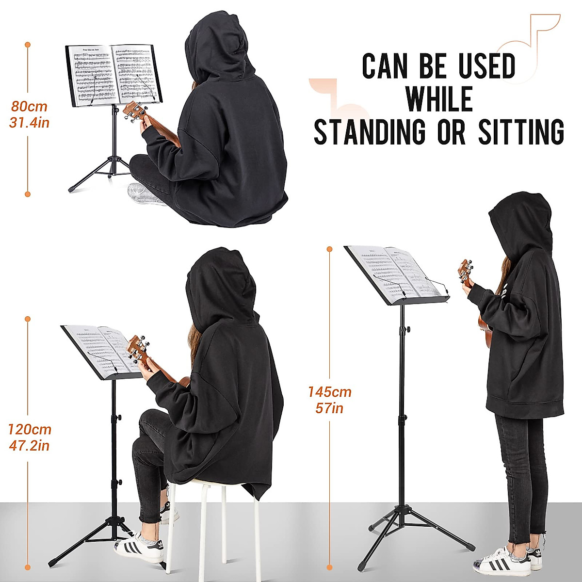 CAHAYA Sheet Music Stand with Carry Bag Notes Books Stand Laptop Stand Tablet Desk Top Stand CY0234