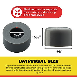 Premium Rubber Door Stop Stud Replacement Tips – Doorstopper Bumpers, Springe Hinge End Caps for Wall & Floor Protection – Universal Size (Grey)