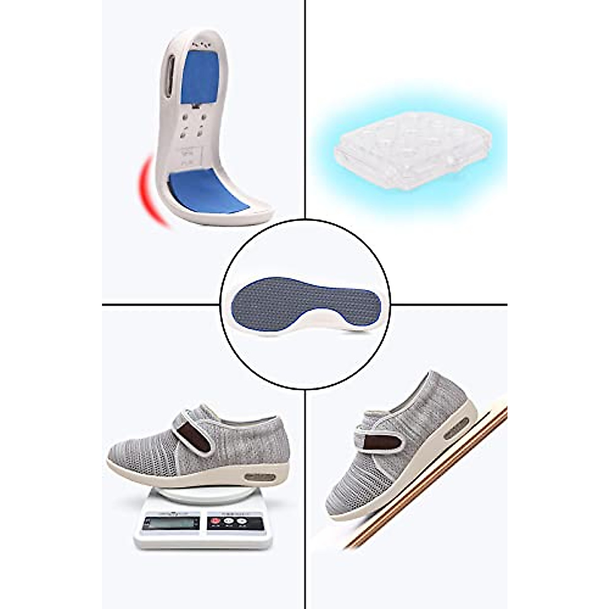 Yibobay Diabetic Shoes for Women Width X-Wide Shoe for Elderly Women Wide Shoes for Women Walking Shoes Adjustable Closure Breathable Lightweight Non Slip for Swollen Feet Edema Light Grey 9