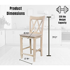 International Concepts 24-Inch Double X Stool, Unfinished