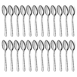 BEWOS 24 Pieces Tea Spoons Set, 6.2 Inches Stainless Steel Teaspoons Silverware, Spoons Silverware, Coffee Spoons, Small Spoons, Mirror Polished, Dishwasher Safe, Silver Spoons For Home, Restaurant