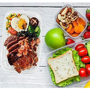 Goiio Meal Prep Containers, 50 Pack 22OZ Food Storage Containers With Lids, Reusable Food Prep Containers, To Go Containers, Stackable, Microwave, Dishwasher, Freezer Safe