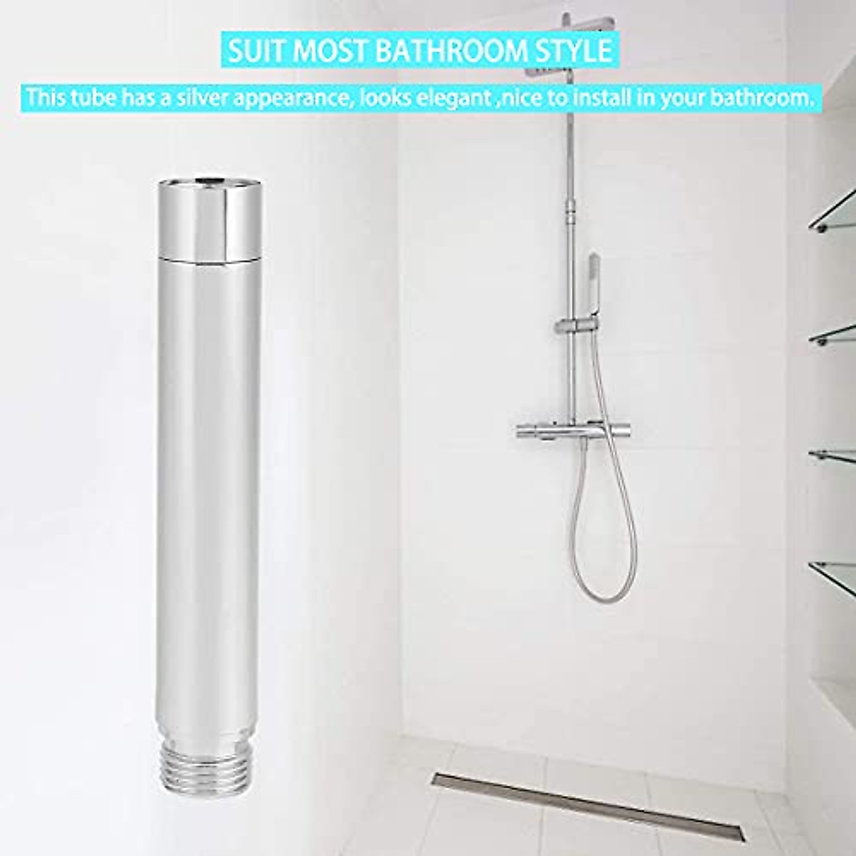 Shower Head Extender, 4 Inch Shower Extension Arm Chrome Finish Shower Arm Extension Brass Shower Head Extension, Shower Pipe Extension Stainless Shower Arm Extender