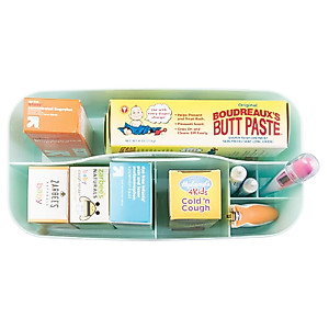 mDesign Plastic Portable Nursery Storage Organizer Caddy Tote - Divided Basket Bin with Handle - Holds Bottles, Spoons, Bibs, Pacifiers, Diapers, Wipes, Baby Lotion - Lumiere Collection - Mint Green