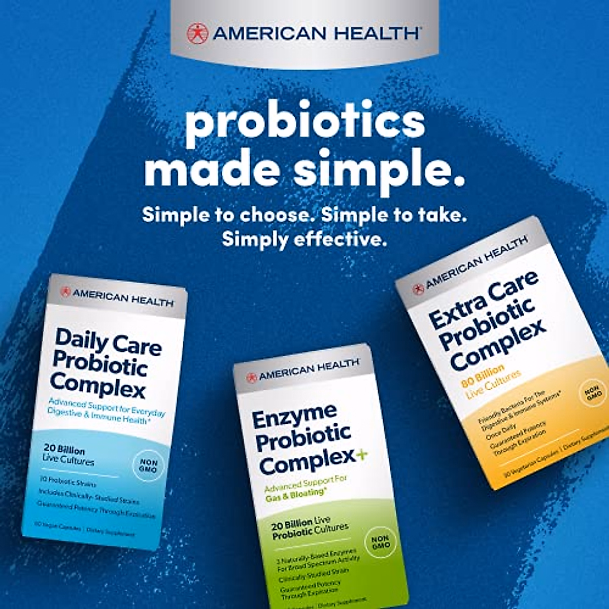 American Health Extra Care Probiotic Complex, 80 Billion MIcroorganisms - Beneficial Bacteria for The Digestive & Immune Systems* - Non-GMO, Vegetarian - 15 Capsules, 15 Total Servings (Pack of 3)