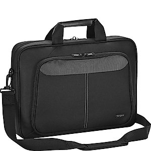 Targus Intellect Slim Slipcase Bag with Durable Water-Resistant Nylon, Two Large Exterior Pockets, Removable Shoulder Strap, Protective Sleeve for 12.1-Inch Laptop and Tablet, Black (TBT248US)