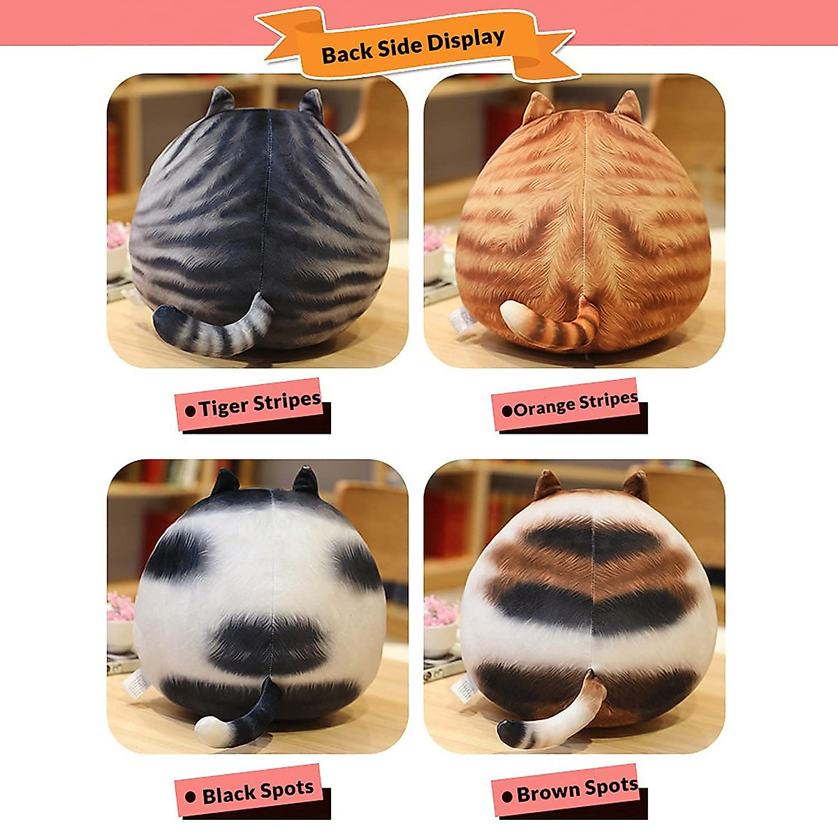 ARELUX 11.8In High Chubby Cat Plush Pillow, Cute Fat Kitty Cat Stuffed Animal Soft Kitten Adorable Hugging Pillow Anime Plushies,Funny Toy Birthday for Adults Friends